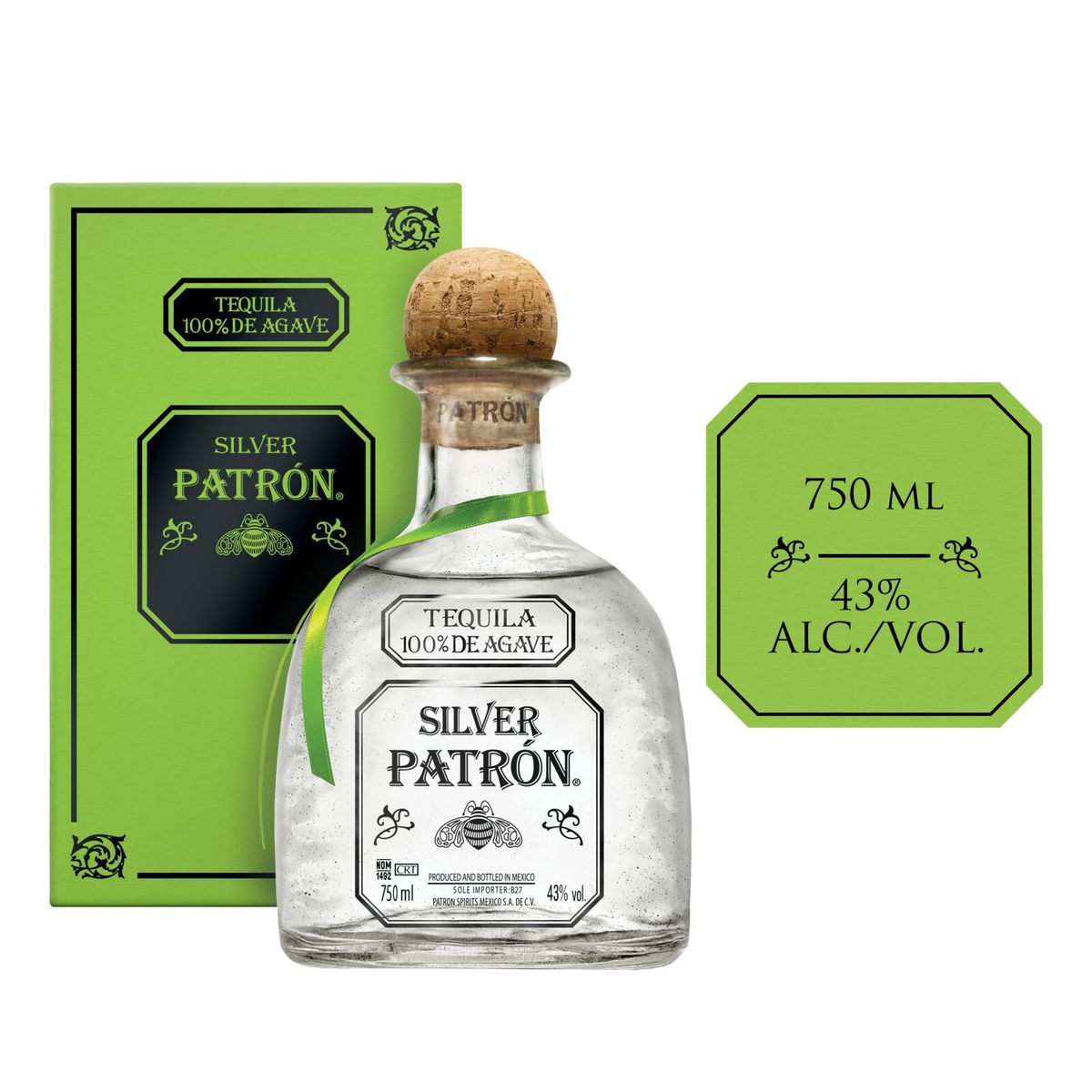 PATRON Silver Premium Tequila, 43% ABV - 750ml – the DRINKSHOP SA