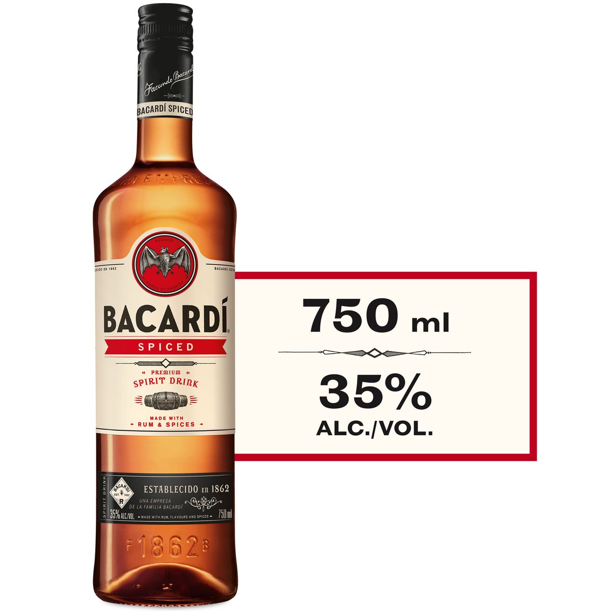 BACARDI Spiced, Premium Rum, 35% ABV - 750ml – the DRINKSHOP SA